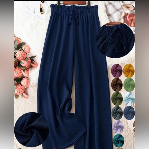SHEIN | Pants & Jumpsuits | Shein Blue Wide Leg Palazzo Pants | Poshmark